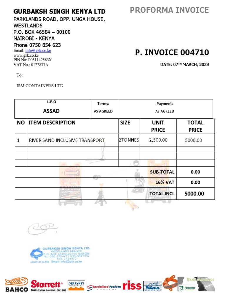 Proforma Invoice for ISM Containers | PDF
