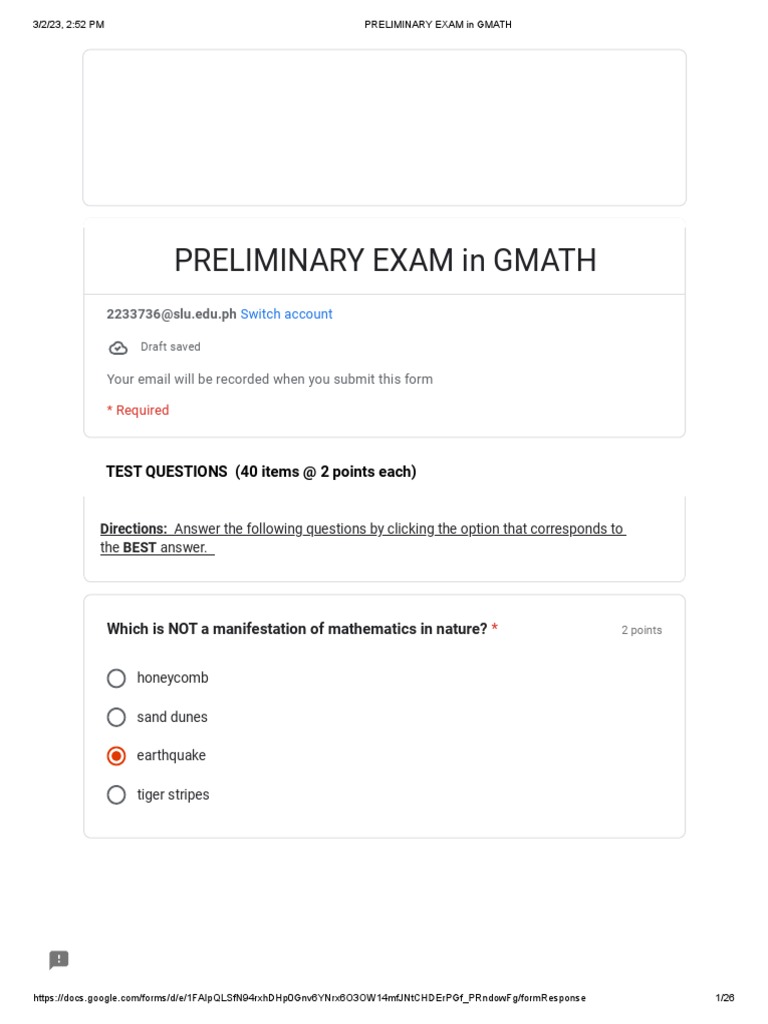 GMATH Preliminary Exam Overview | PDF | Integer | Abstract Algebra