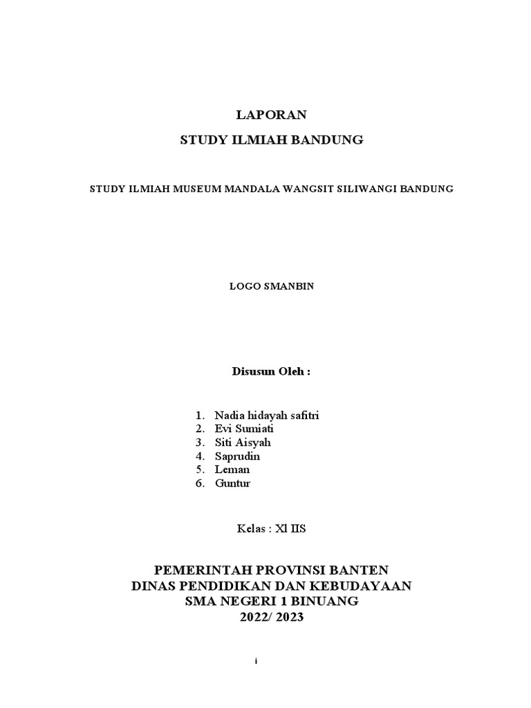 LAPORAN Karya Tulis Studytour | PDF