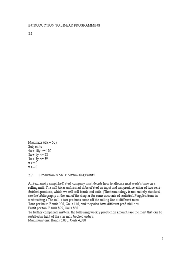 CLS Exr - LP Intro | PDF | Linear Programming | Profit (Economics)