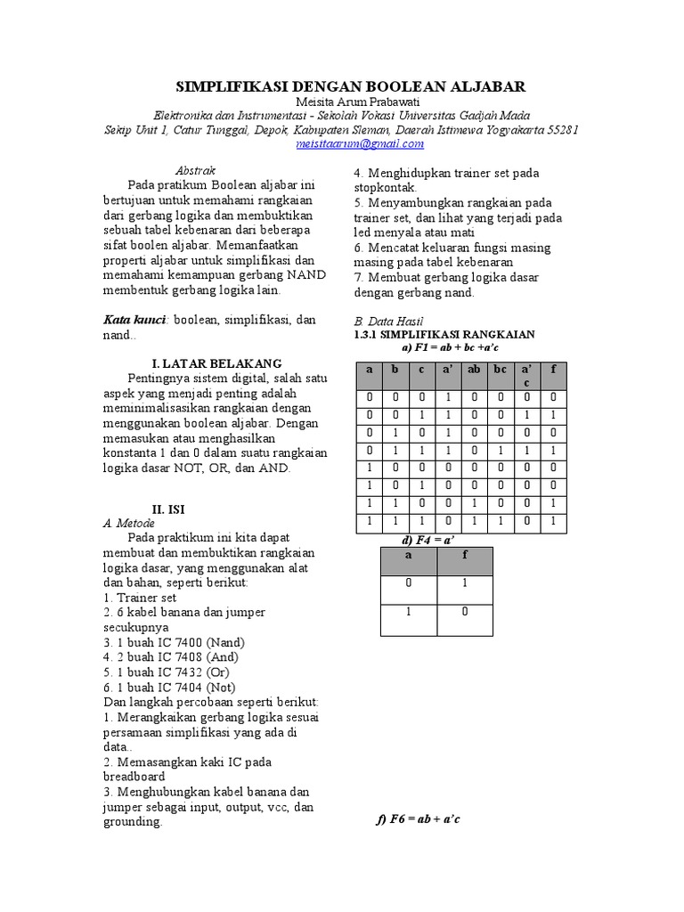 Simplifikasi Rangkaian Boolean Aljabar | PDF