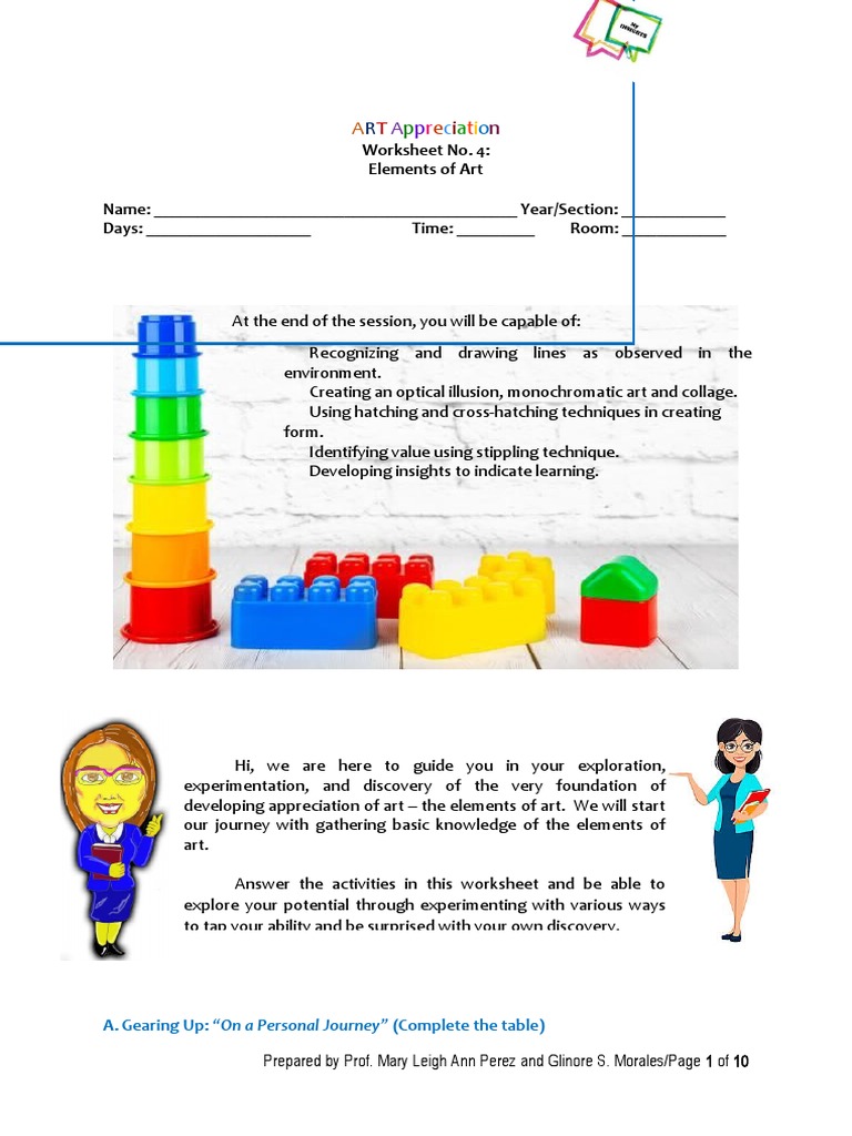 Grade 4 Elements of Art Worksheet | PDF | Rubric (Academic) | Drawing