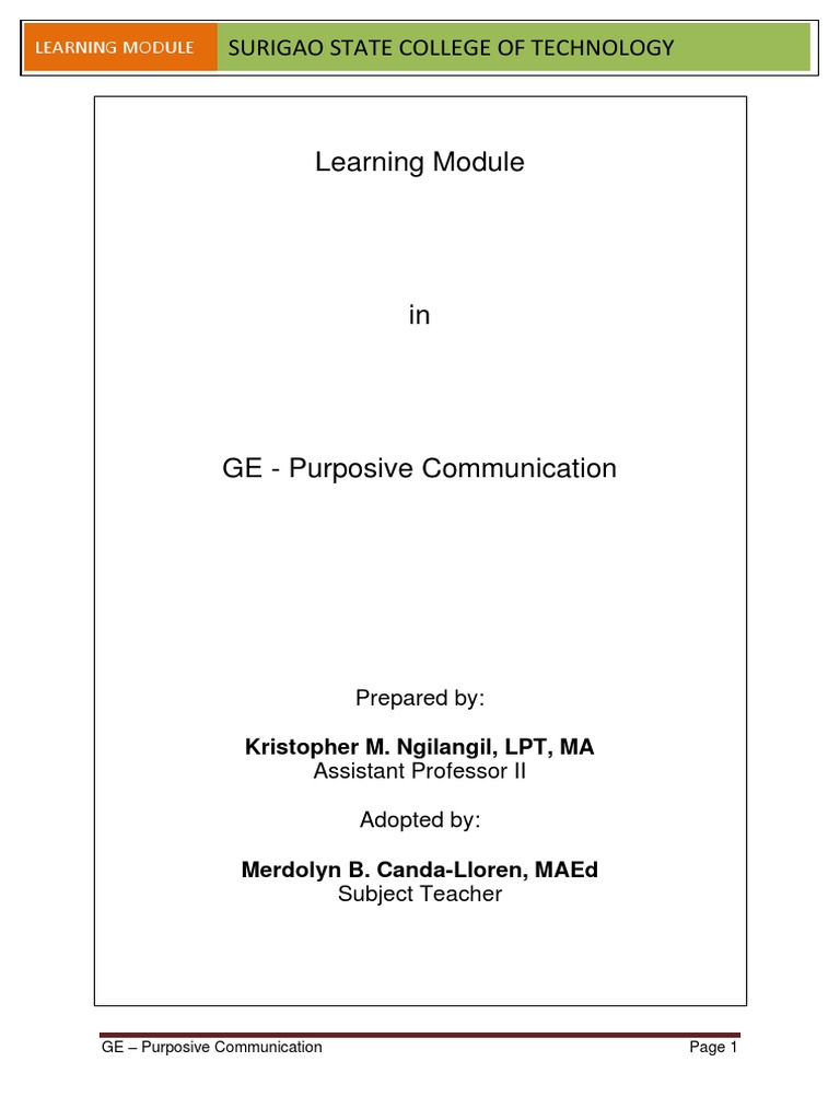 Pur Comm Module 3 | PDF | Communication | English Language