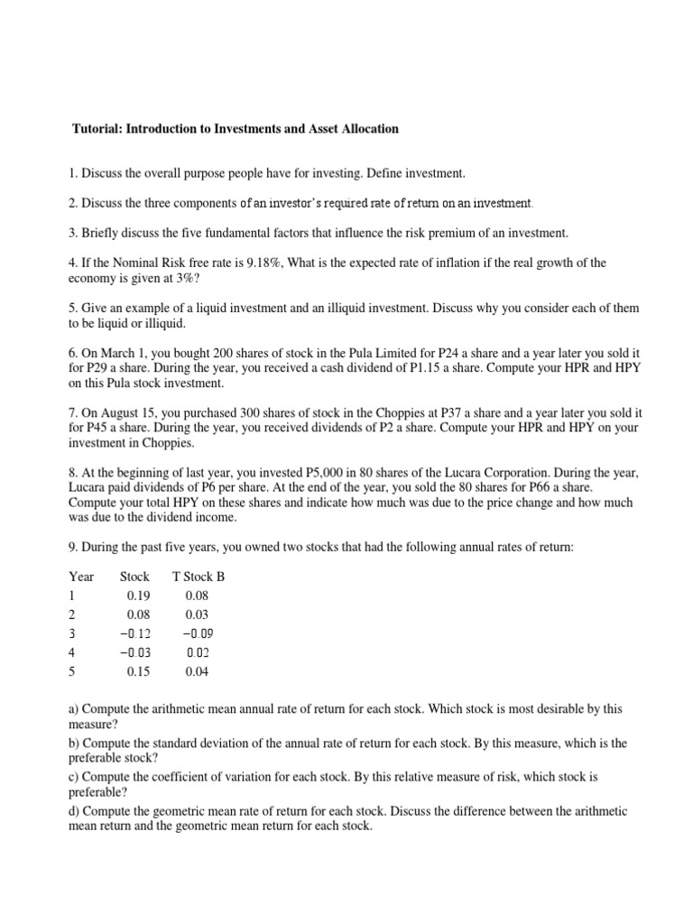 Tutorial 1 | PDF | Pension | Investing