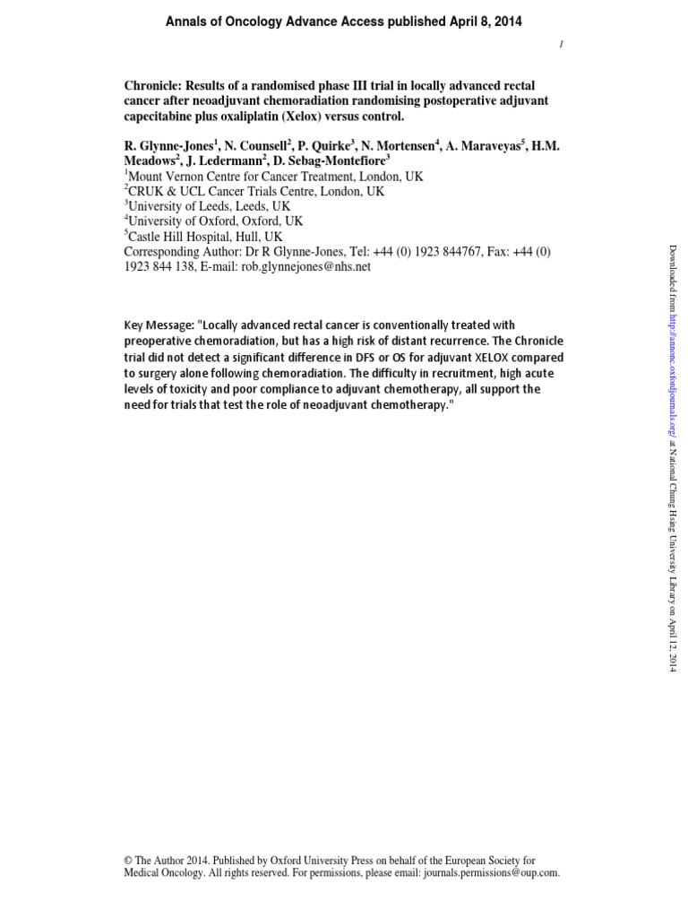 CapeOX Chronicle | PDF | Colorectal Cancer | Clinical Medicine