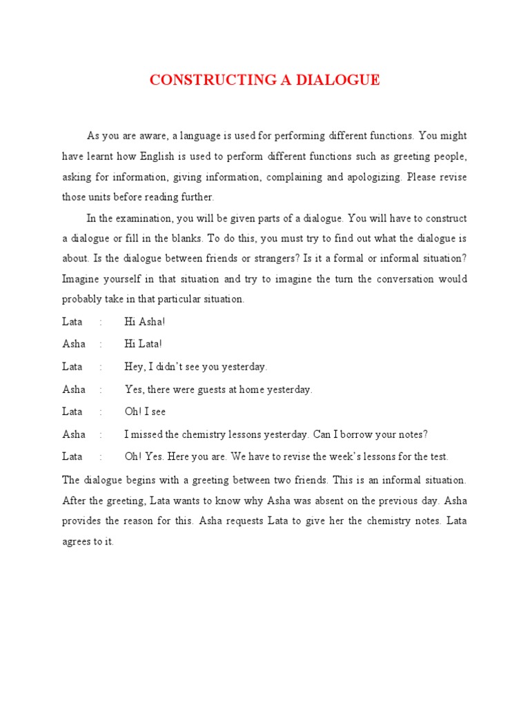 Inter 1st Year English-Grammar - CONSTRUCTING DIALOGUE Study Material | PDF