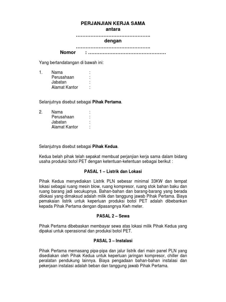 Sample DRAFT Kerjasama PDF | PDF