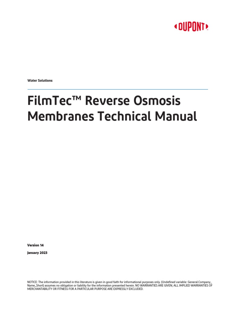 RO-NF-FilmTec-Manual-45-D01504-en 2023 PDF | PDF | Membrane | Osmosis