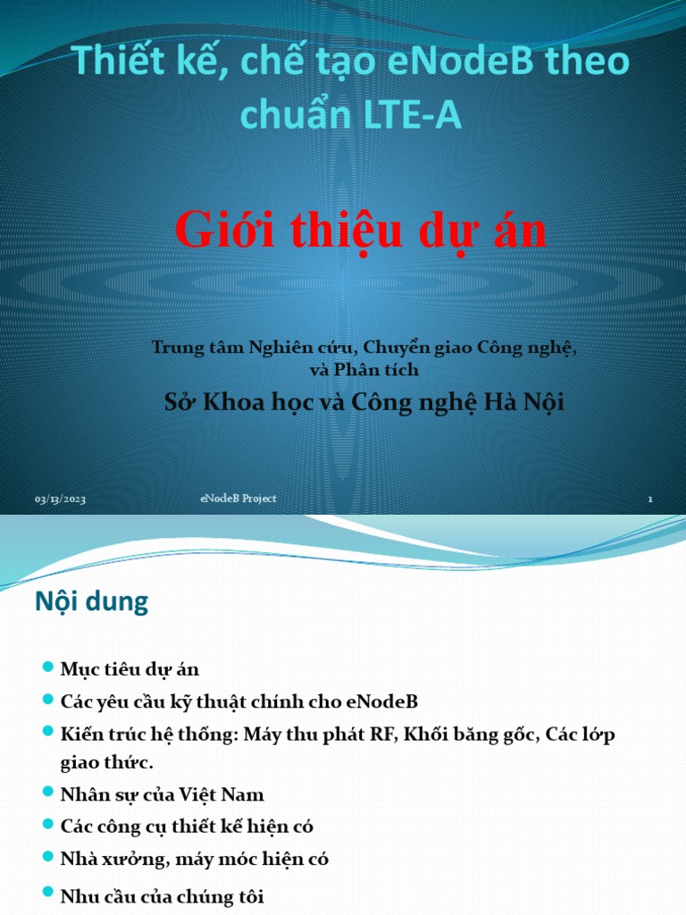 LTE-A eNodeB - Gioi Thieu Du An - Ver 2 | PDF