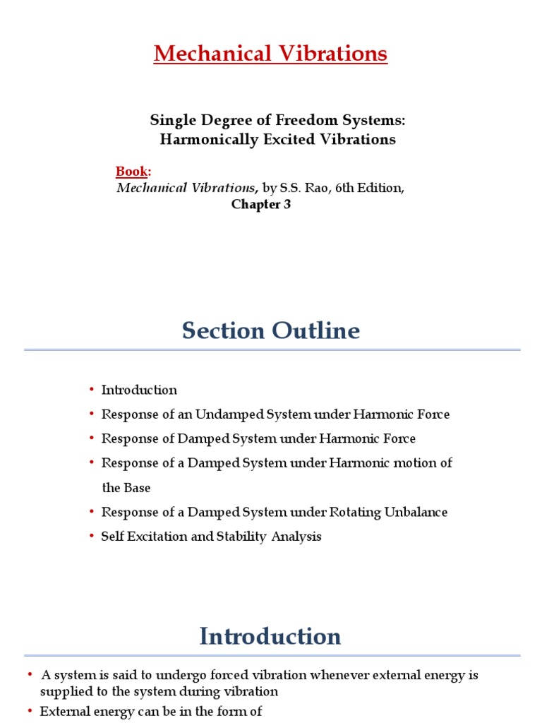SDOF Harmonic Vibration Analysis | PDF | Damping | Resonance