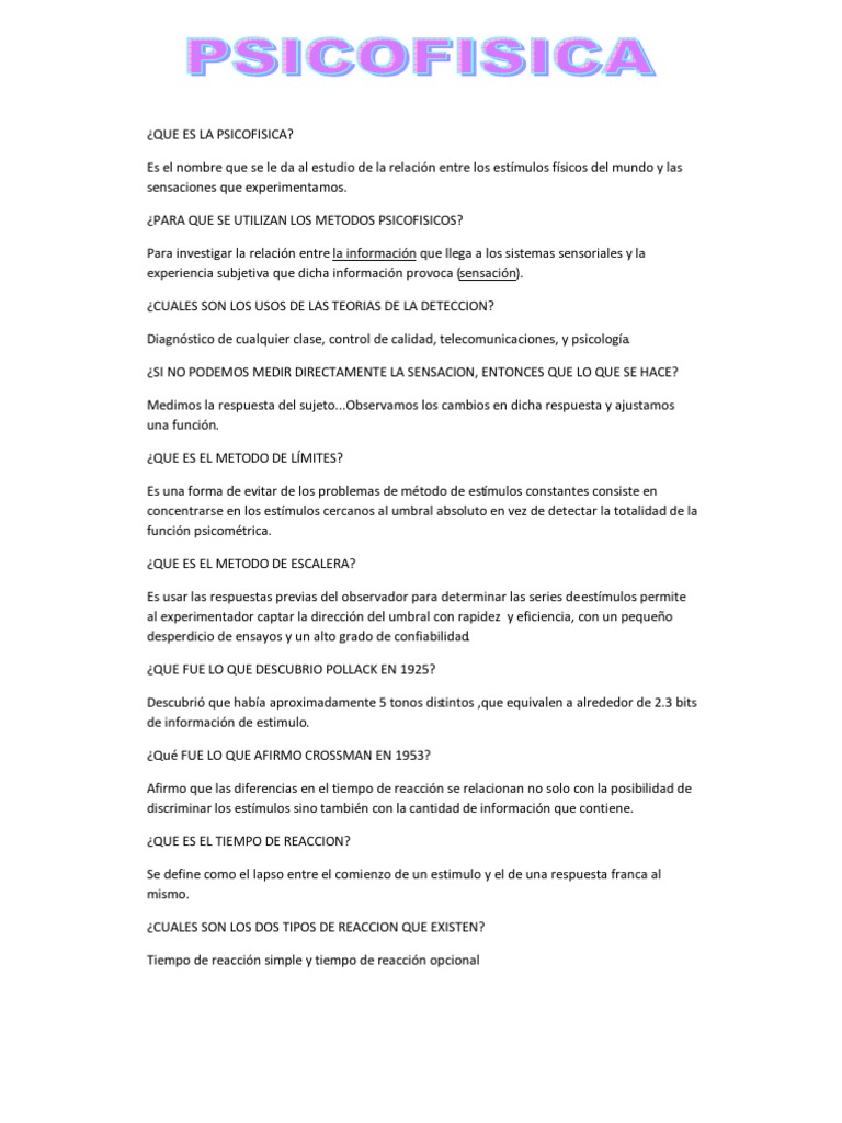 Que Es La Psicofisica | PDF