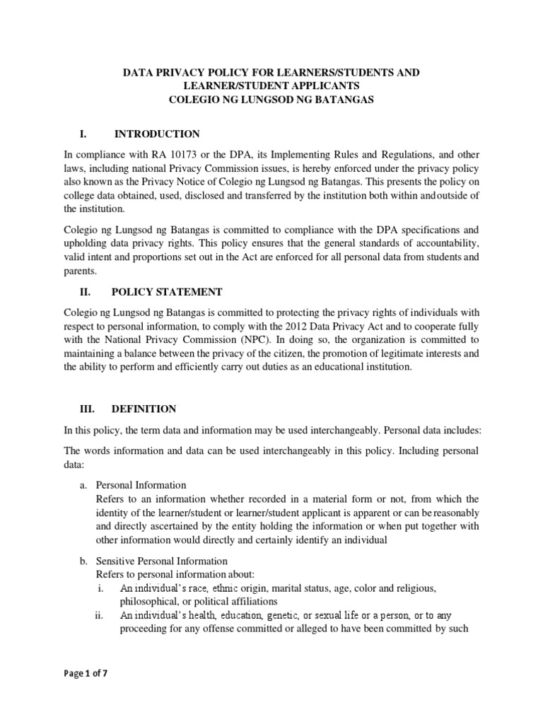 Data Privacy For Students PDF | PDF