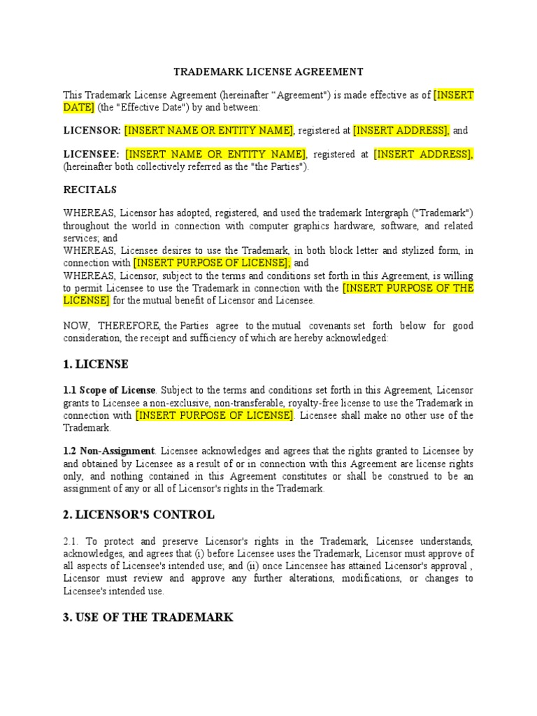 TM LIcense Agreement 2 | PDF | License | Trademark