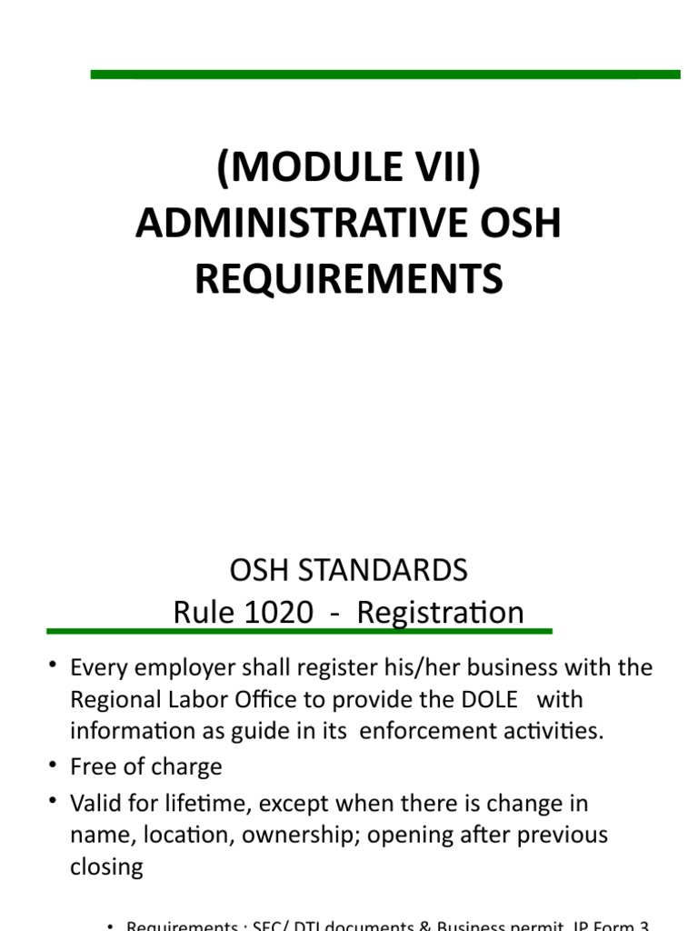 OSH Registration and Committee Guidelines | PDF | Occupational Safety ...