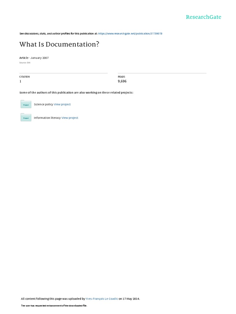 What Is Documentation | PDF | Cognitive Science | Science