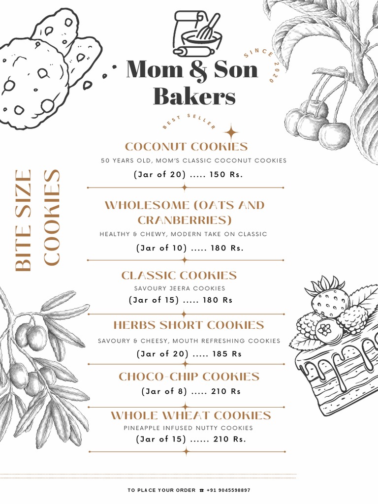 Mom & Son Bakers Menu PDF | Download Free PDF | Cakes | Chocolate