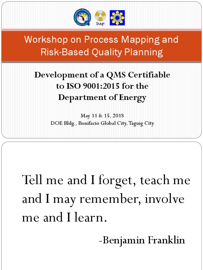Presentation Process Mapping and Risk Based Quality Planning May 11 and ...