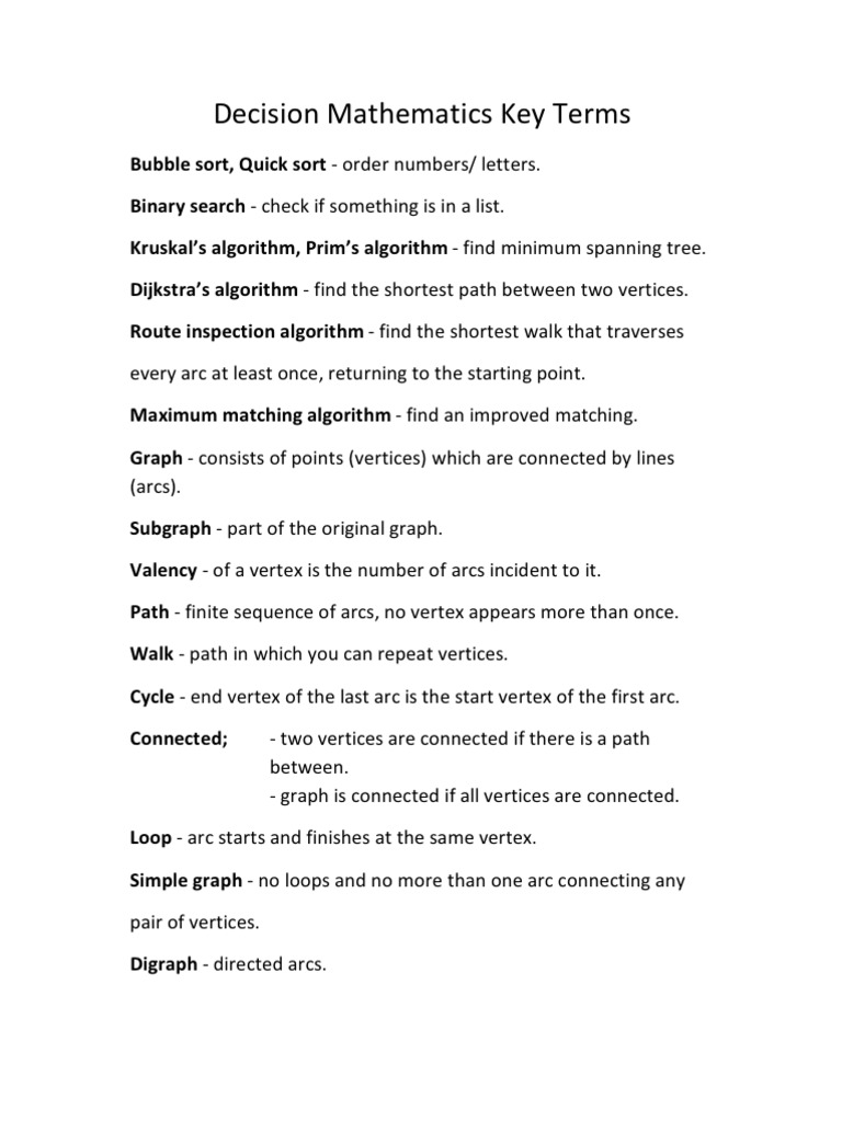 Decision Mathematics Revision | PDF