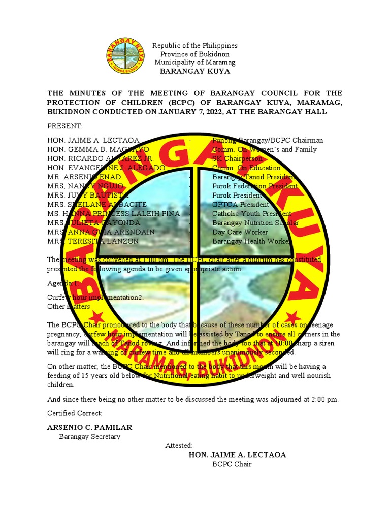 BCPC Minutes of Meeting | PDF | Government