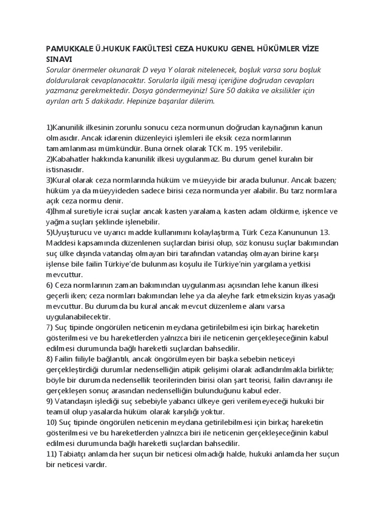 Ceza Genel Vize Soruları | PDF