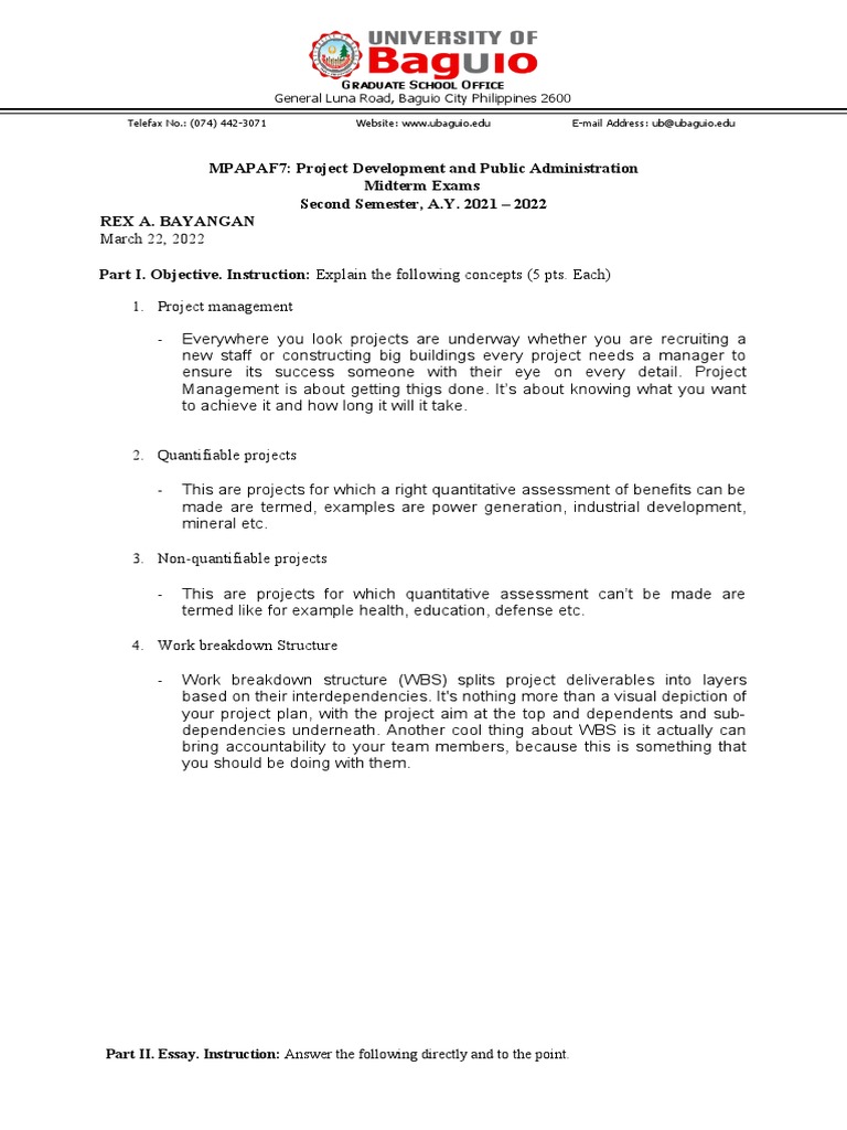Midterm Exam: Project Development Insights | PDF | Project Management ...