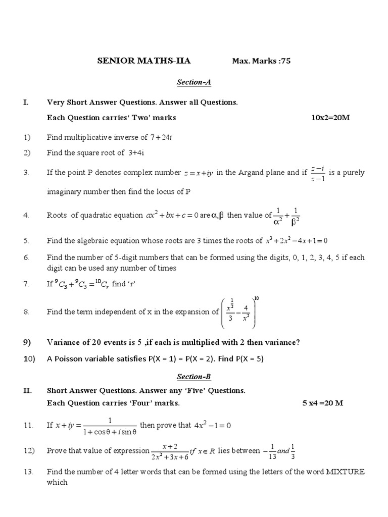 MATHS IIA Model Paper | PDF | Mathematical Objects | Mathematics