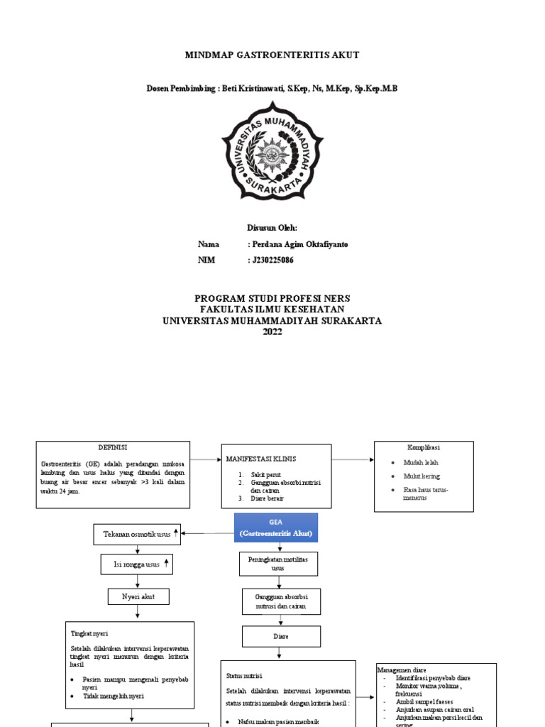 MINDMAP GASTROENTERITIS AKUT - Agim Oktafiyanto - J230225086 | PDF