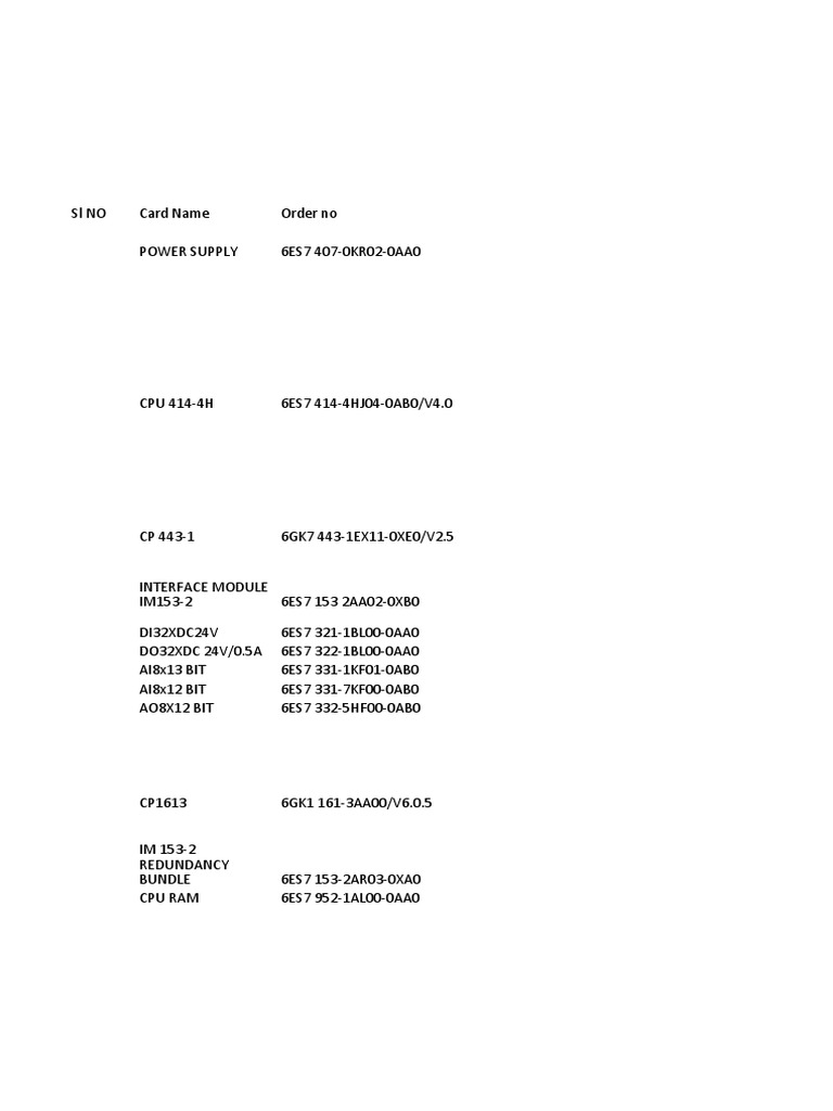 Siemens PLC Card Specifications | PDF