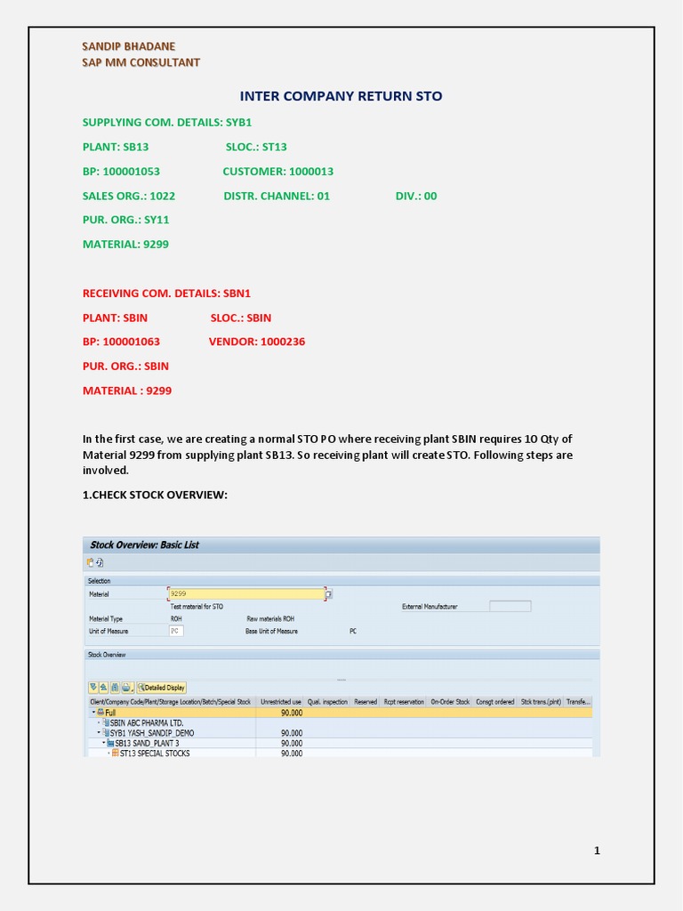 Inter Company Return Sto | PDF | Computing | Business