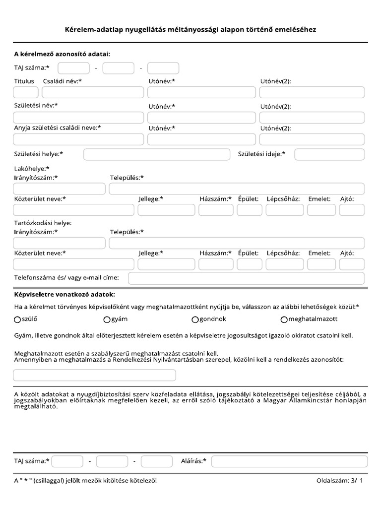 Nyugellátás Méltányossági Emelése PDF | PDF