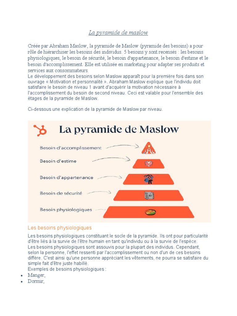 La Pyramide de Maslow | PDF | Motivation | Motivant