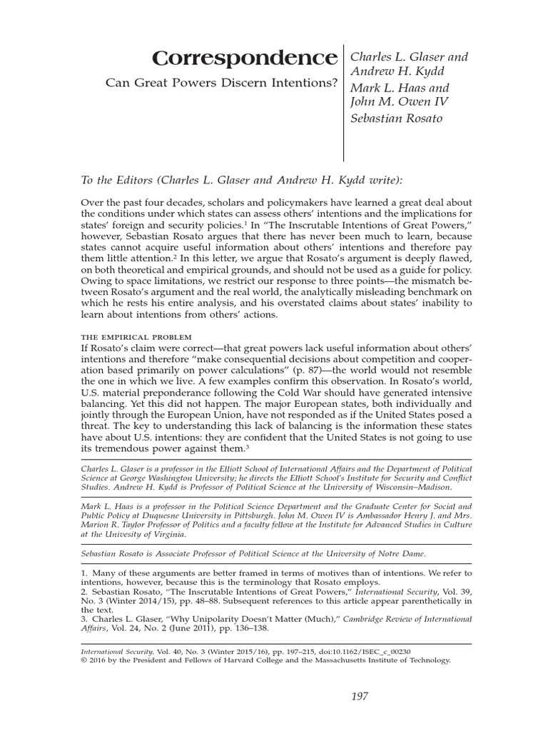 Sebastian Rosato - 2 | PDF | Intention | Cold War