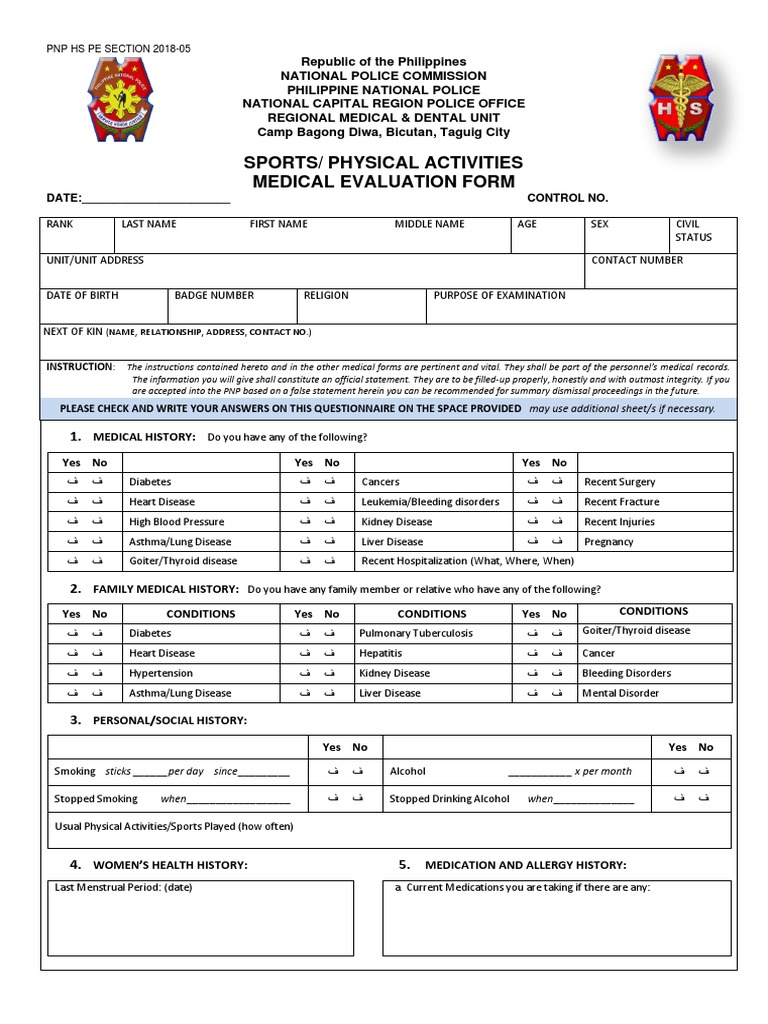 Pre Medical Evaluatiom Form PFT 1 PDF | PDF | Obesity | Body Mass Index
