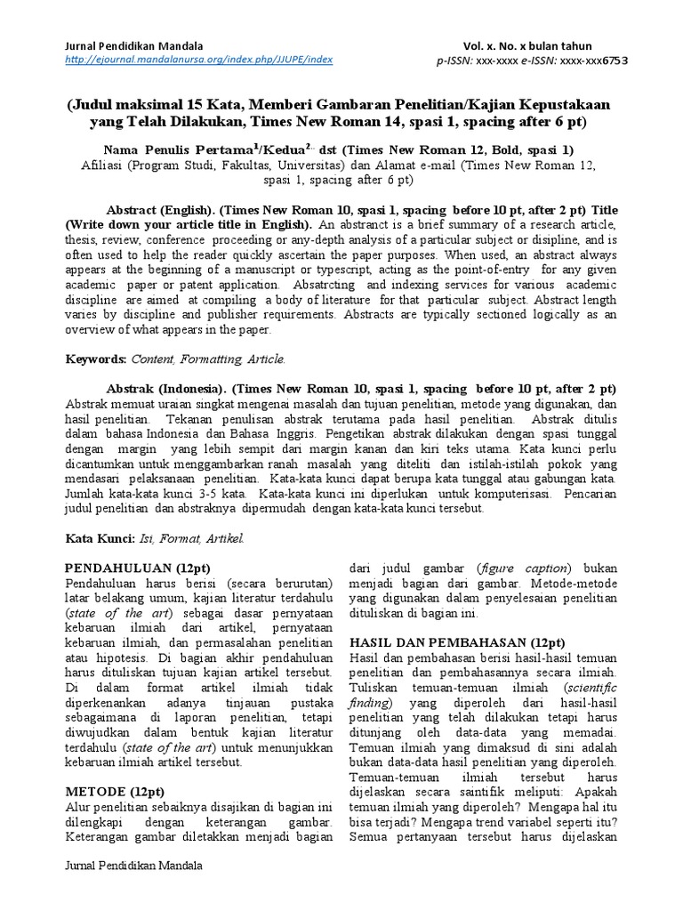 Panduan Format Jurnal Pendidikan | PDF