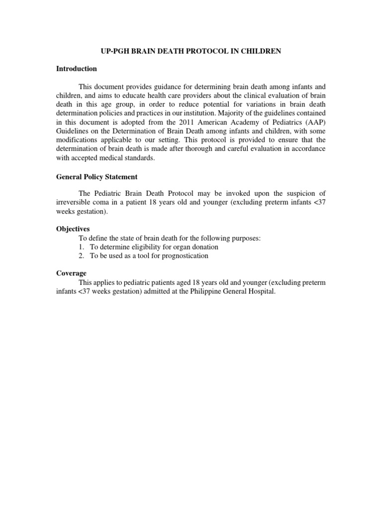 Brain Death Protocol - Up PGH | PDF | Blood Pressure | Apnea