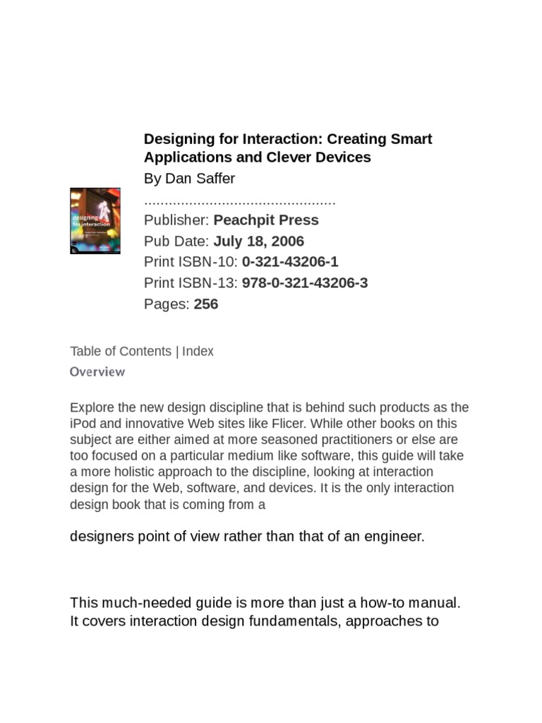Dan Saffer - Designing For Interaction - Creating Smart Applications ...