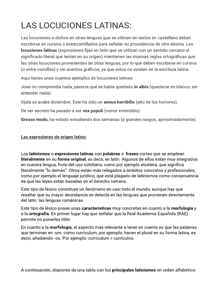 Latinismos 4º | PDF | latín | Lengua española