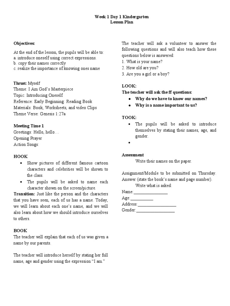Sample Lesson Plan | PDF