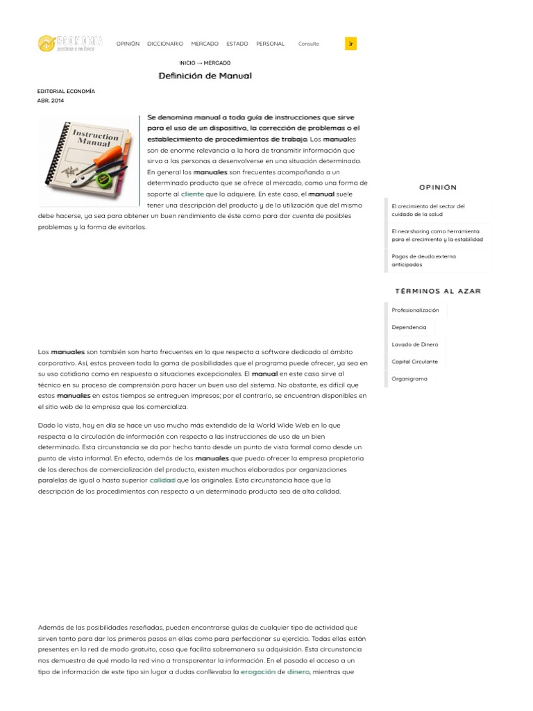 Definición de Manual - Qué Es y Concepto | PDF | Economias