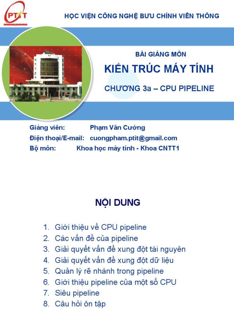 DauHoang-KTMT-Chuong 3a - CPU Pipeline | PDF