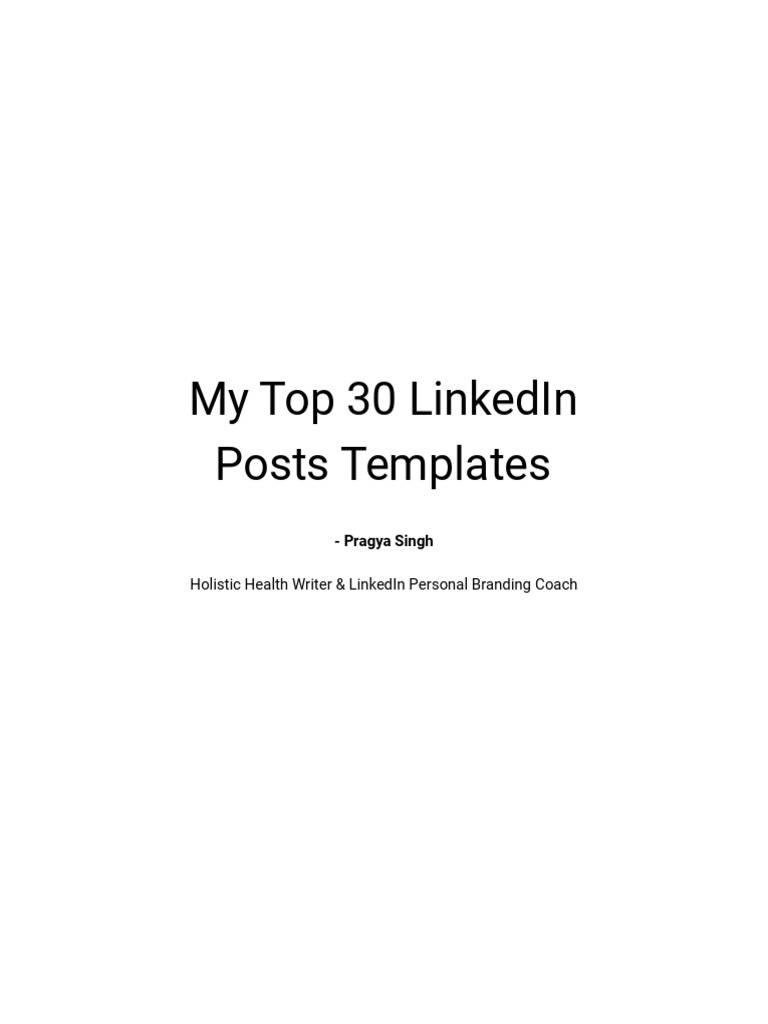 My Free Top 30 LinkedIn Posts Templates | PDF | Linked In