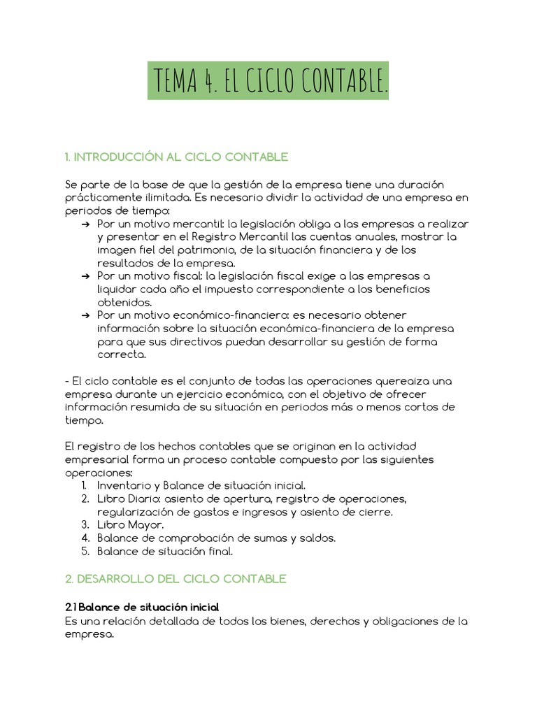 Unidad 4 El Ciclo Contable | PDF | Contabilidad | Negocios económicos