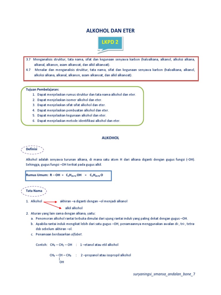 Alkohol Dan Eter XII MIPA | PDF