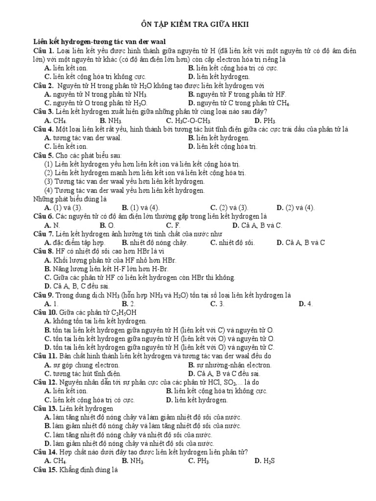 ôn tập ktra giữa HKII 2023 K.D.A | PDF