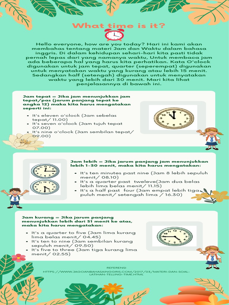 Belajar Membaca Jam dalam Bahasa Inggris | PDF