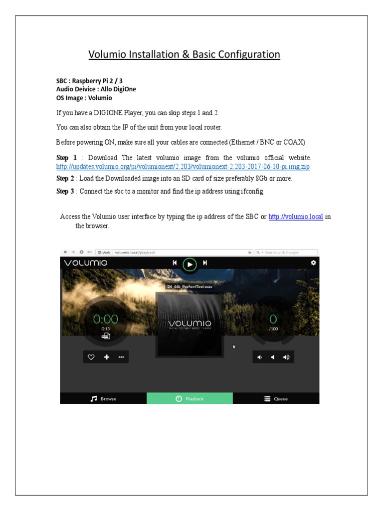 DigiOne Volumio Installation Config Guide | PDF | Computer Network | Usb