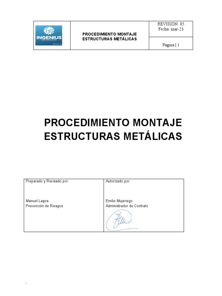 Proc Montaje de Estructuras Metalicas Rev - 5 | PDF | Soldadura | Construcción