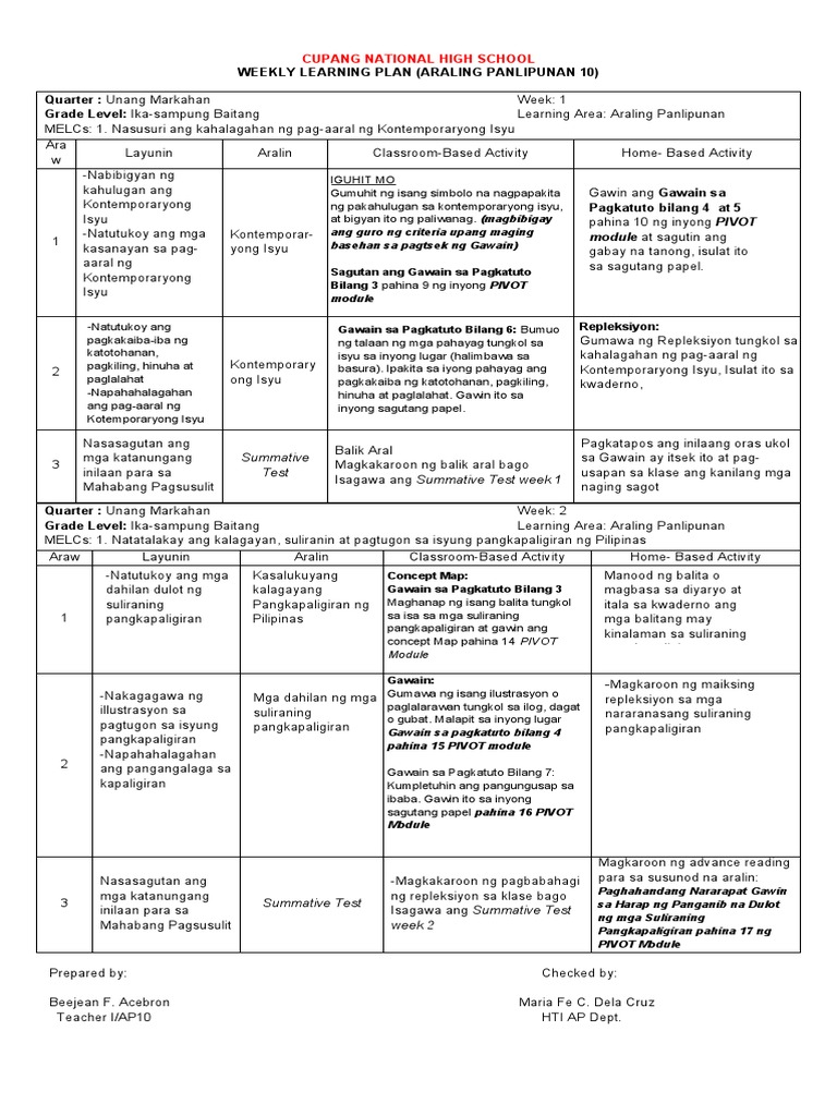 AP-10 Q1 Week1-2 | PDF