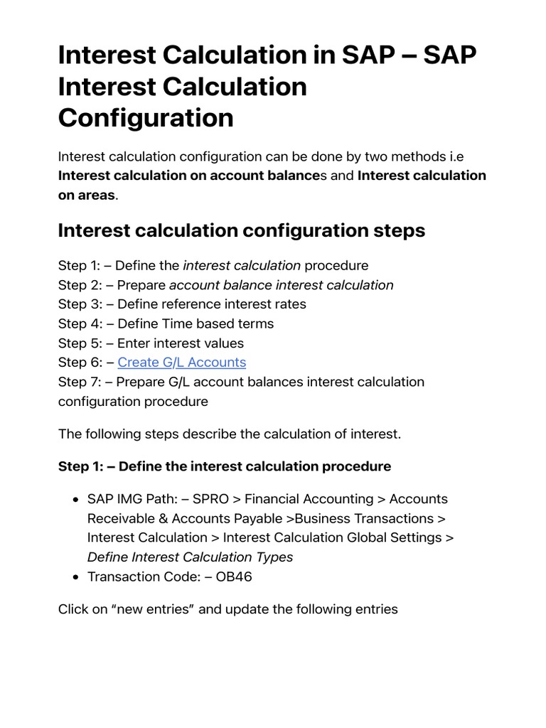 SAP Interest Calculation Configuration | PDF | Interest | Accounts Payable