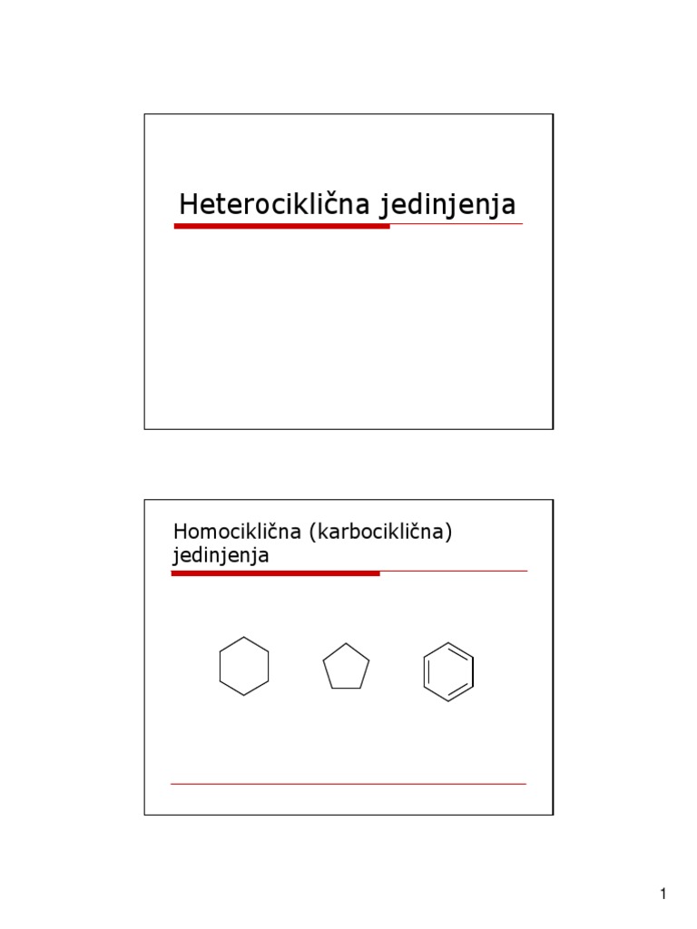 Pred. 1. Heterociklička Jedinjenja PDF | PDF